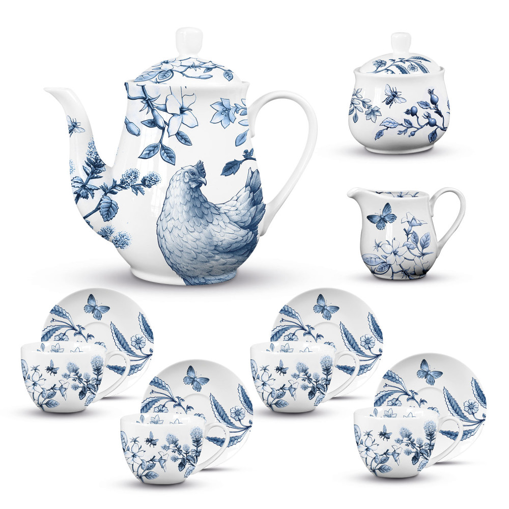 11-Piece Tea Set Blue - Blue Stallion Farm